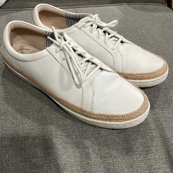 Clarks | Shoes | Clarks Comfort Collection White Sneaker With Jute Trim ...